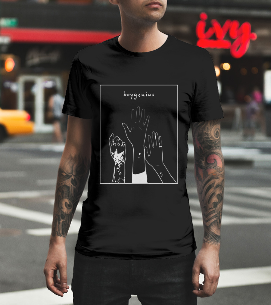 Boygenius Three Raised Hands White Line T-Shirt