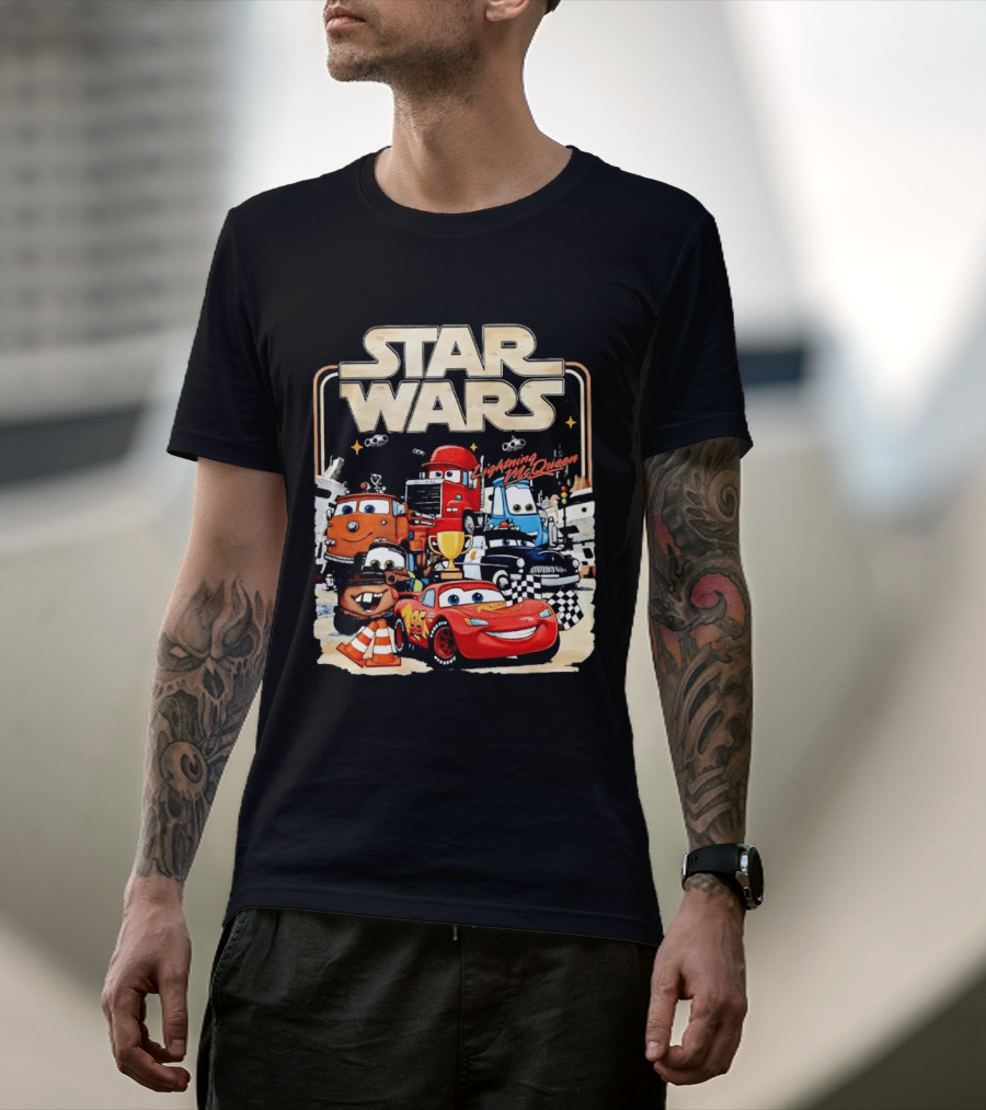 STAR WARS Lightning McQueen Racing Adventure With Cars Characters T-Shirt