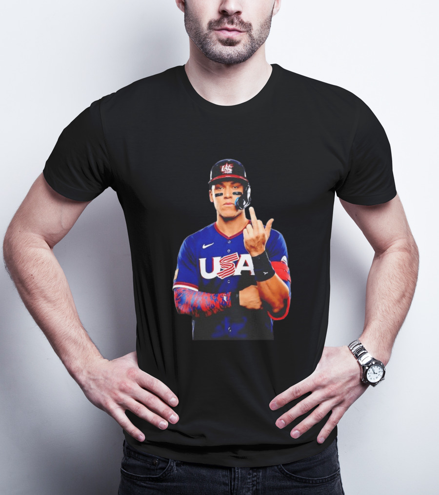Aaron Judge USA Baseball WBC 2026 Middle Finger Iconic Gesture T-Shirt