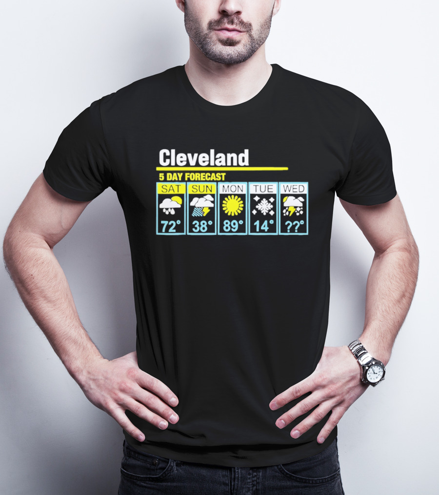Cleveland 5 Day Forecast Weather Humor Cold Snow Thunderstorm T-Shirt