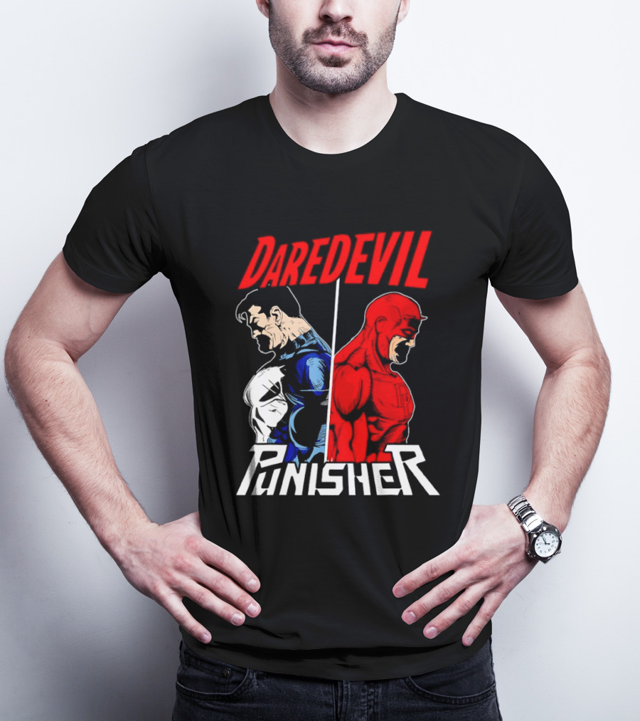 Daredevil Punisher Split Silhouette Marvel Characters T-Shirt