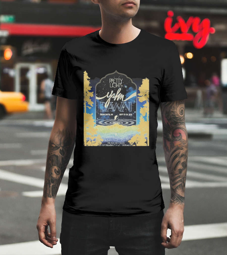 Pretty Lights Yahn Dawn 2026 Buena Vista Colorado Meadow Creek September 18 20 Event T-Shirt