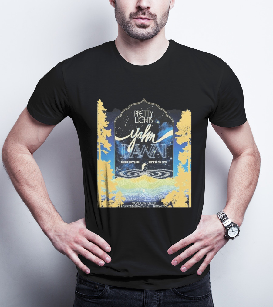Pretty Lights Yahn Dawn 2026 Buena Vista Colorado Meadow Creek September 18 20 Event T-Shirt