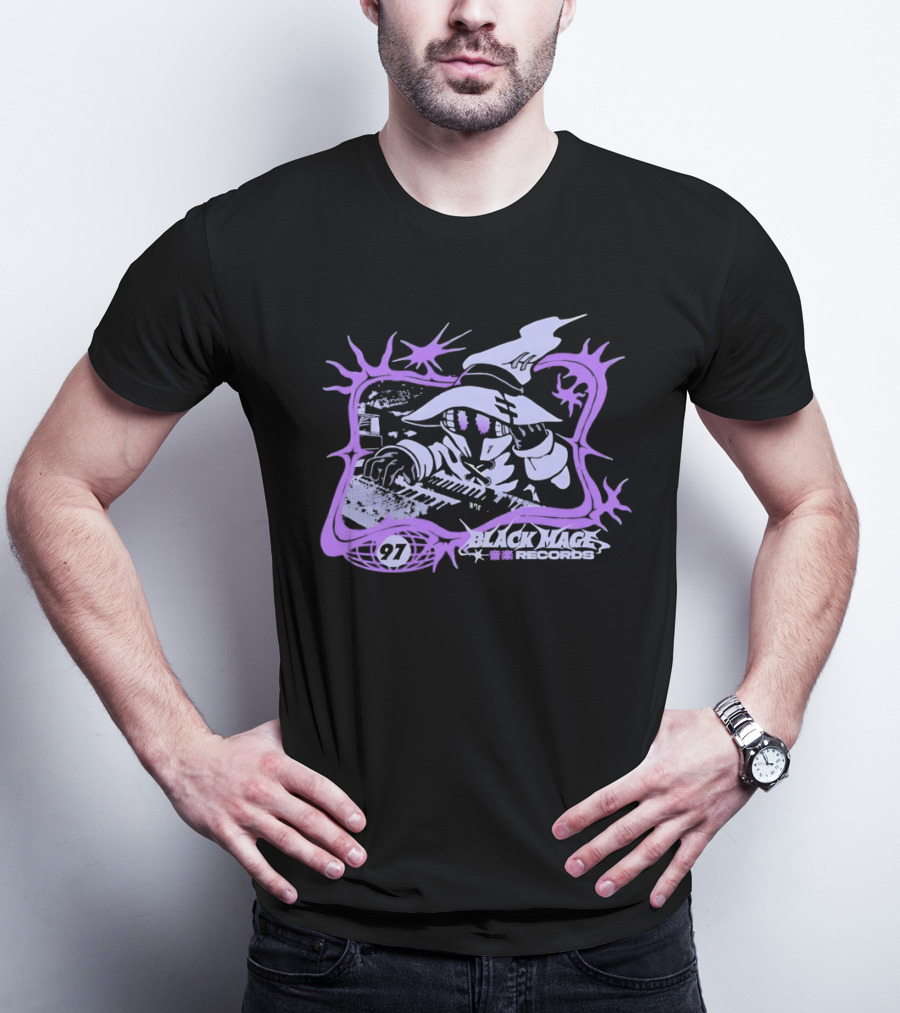 Final Fantasy Black Mage 97 Records Keyboard Wizard Enchantment T-Shirt