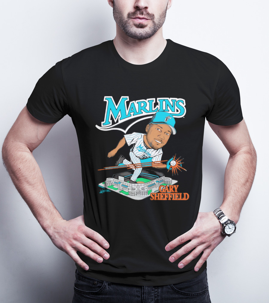 Florida Marlins Gary Sheffield Caricature Baseball MLB Player T-Shirt
