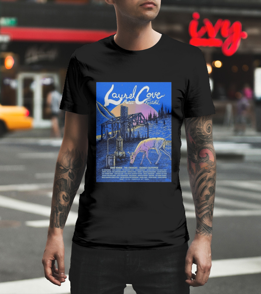 Laurel Cove Music Festival Pineville KY June 11 13 2026 Evan Honer The Creekers Kashus Culpepper T-Shirt