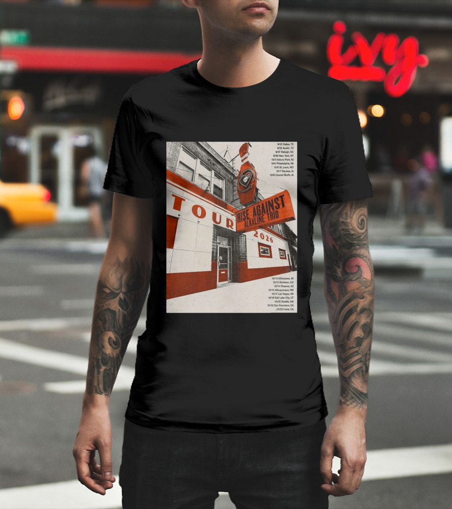 Rise Against Alkaline Trio Tour 2026 North America Dates Dallas Austin Chicago Seattle T-Shirt