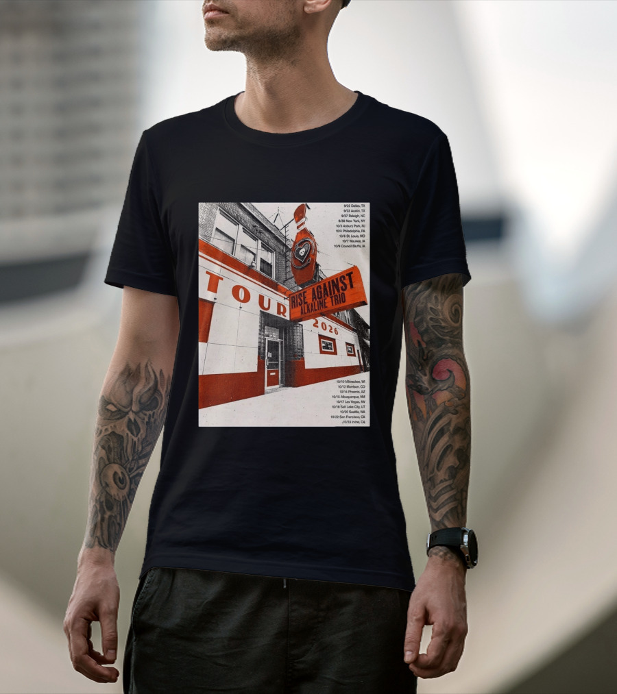 Rise Against Alkaline Trio Tour 2026 North America Dates Dallas Austin Chicago Seattle T-Shirt