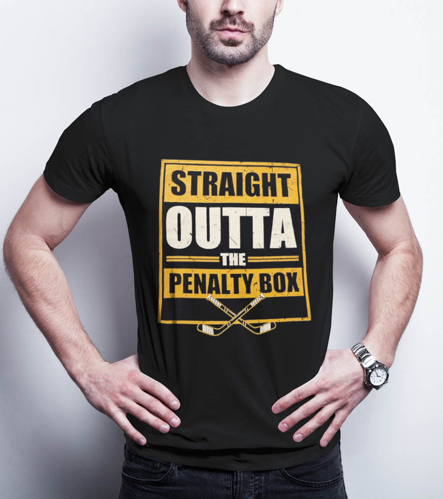 Straight Outta The Penalty Box Hockey Crossed Sticks T-Shirt