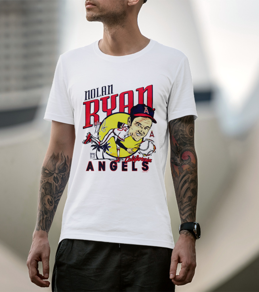 Nolan Ryan California Angels Caricature T-Shirt