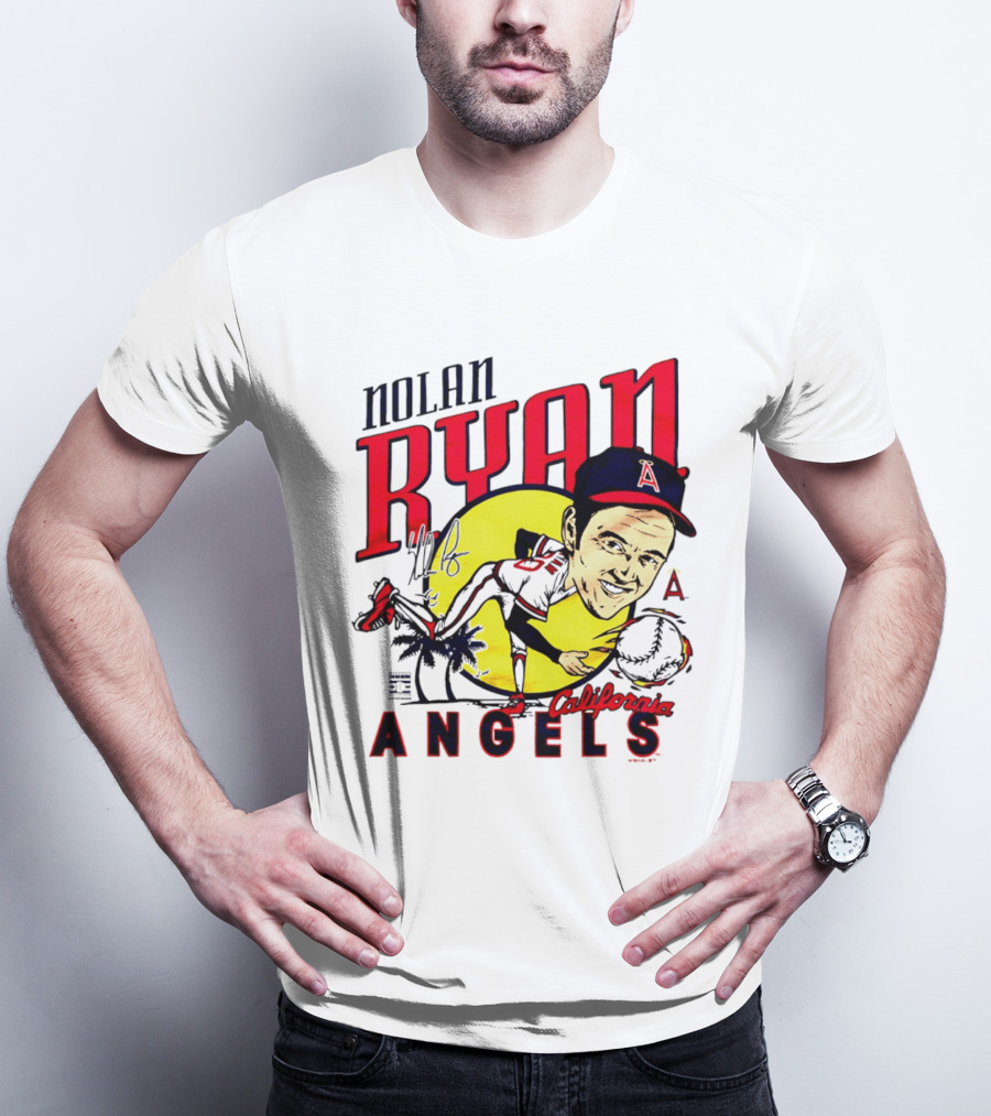 Nolan Ryan California Angels Caricature T-Shirt