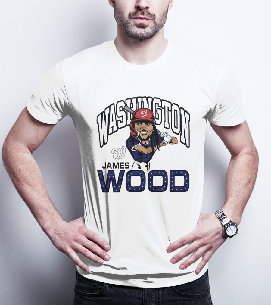 Washington Nationals James Wood MLB Baseball Caricature T-Shirt