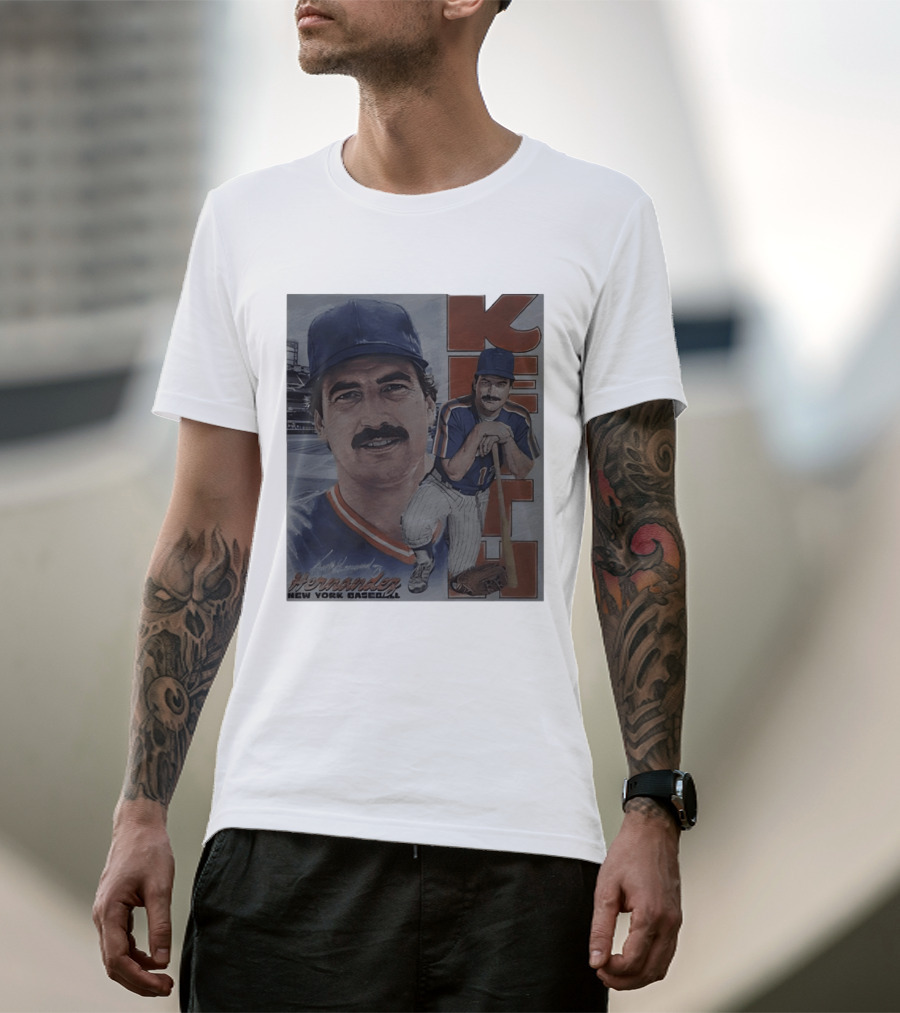 Keith Hernandez New York Baseball Mets Player Portrait With Bat T-Shirt