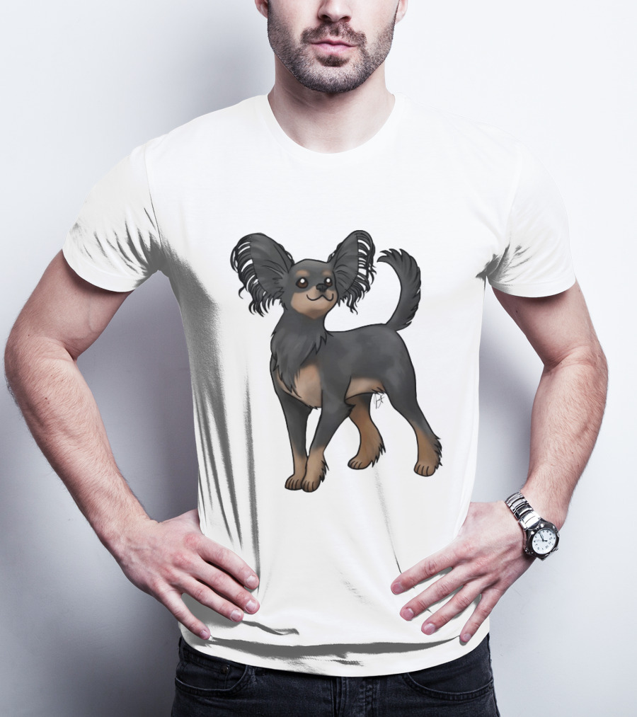Russian Toy Dog Long Hair Black And Tan T-Shirt