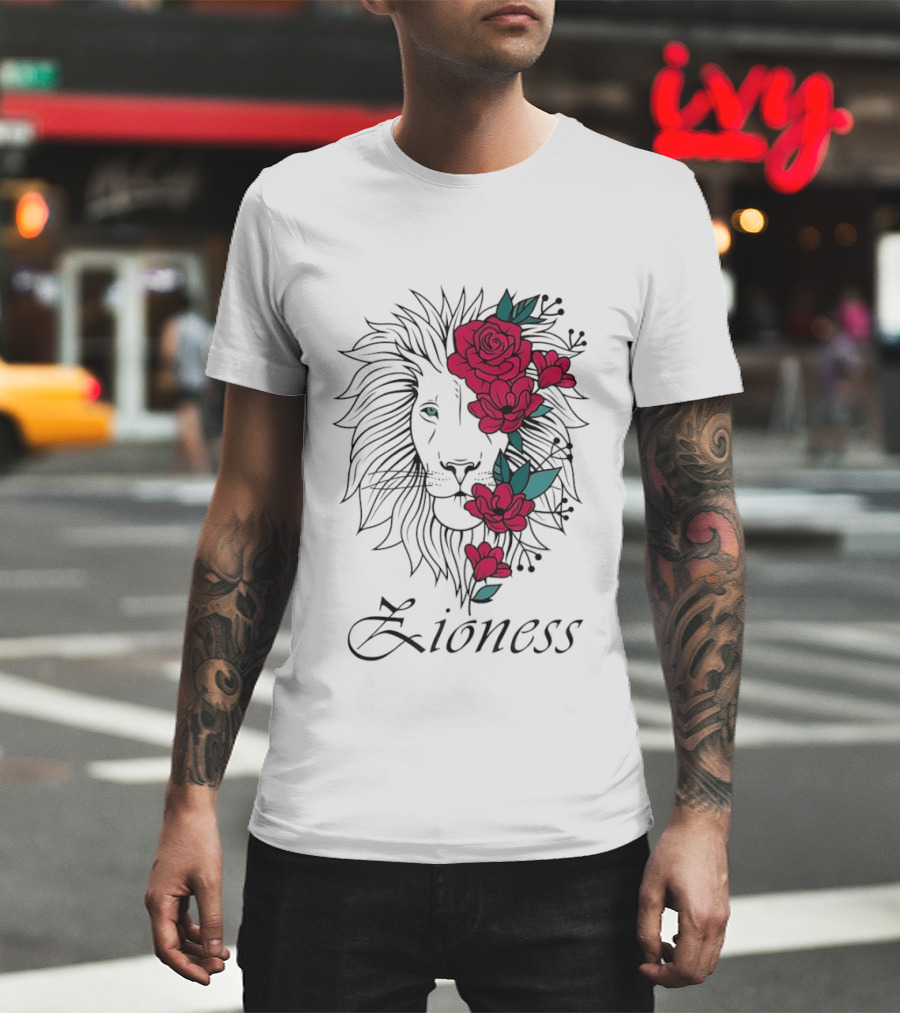 Lion Head Rose Lioness Zioness T-Shirt