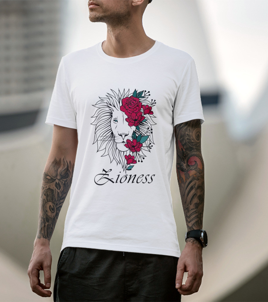 Lion Head Rose Lioness Zioness T-Shirt