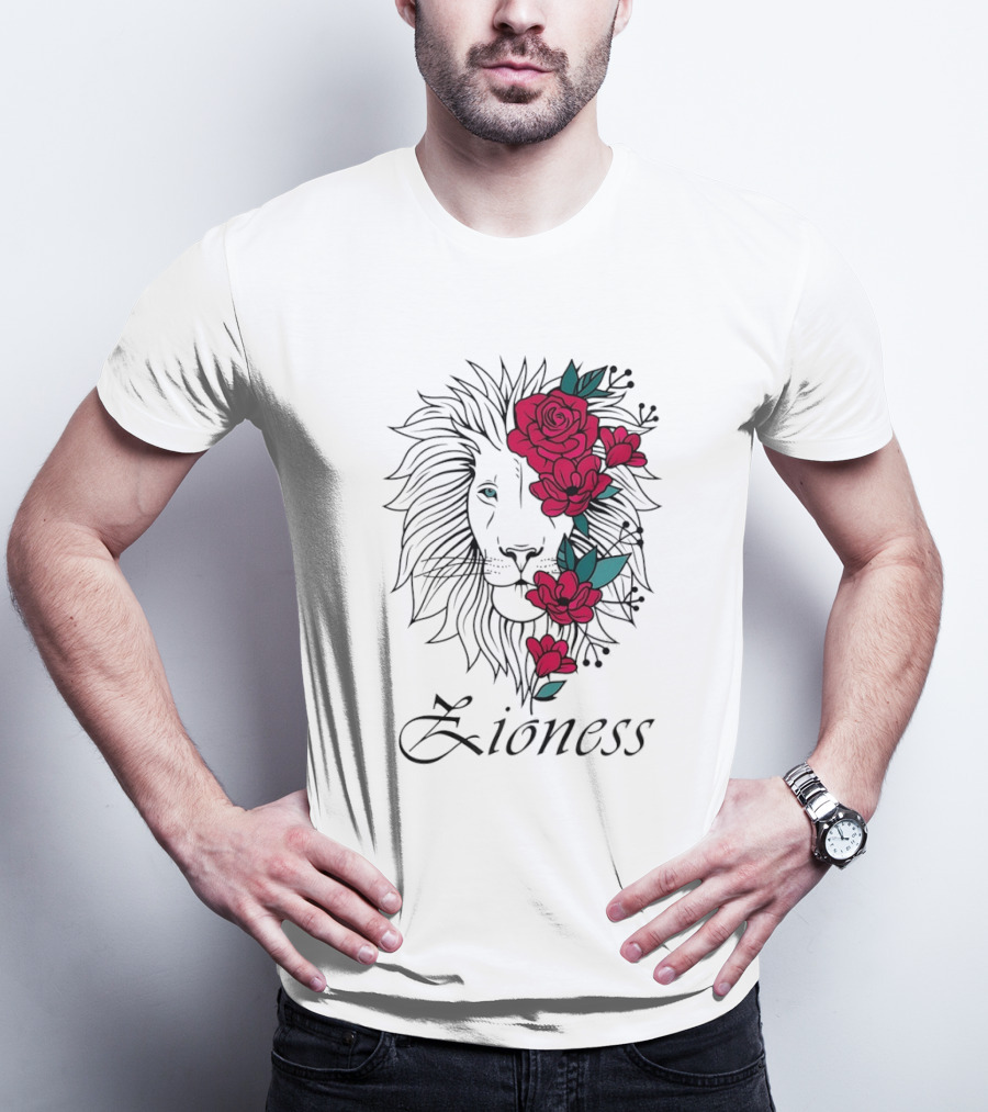 Lion Head Rose Lioness Zioness T-Shirt