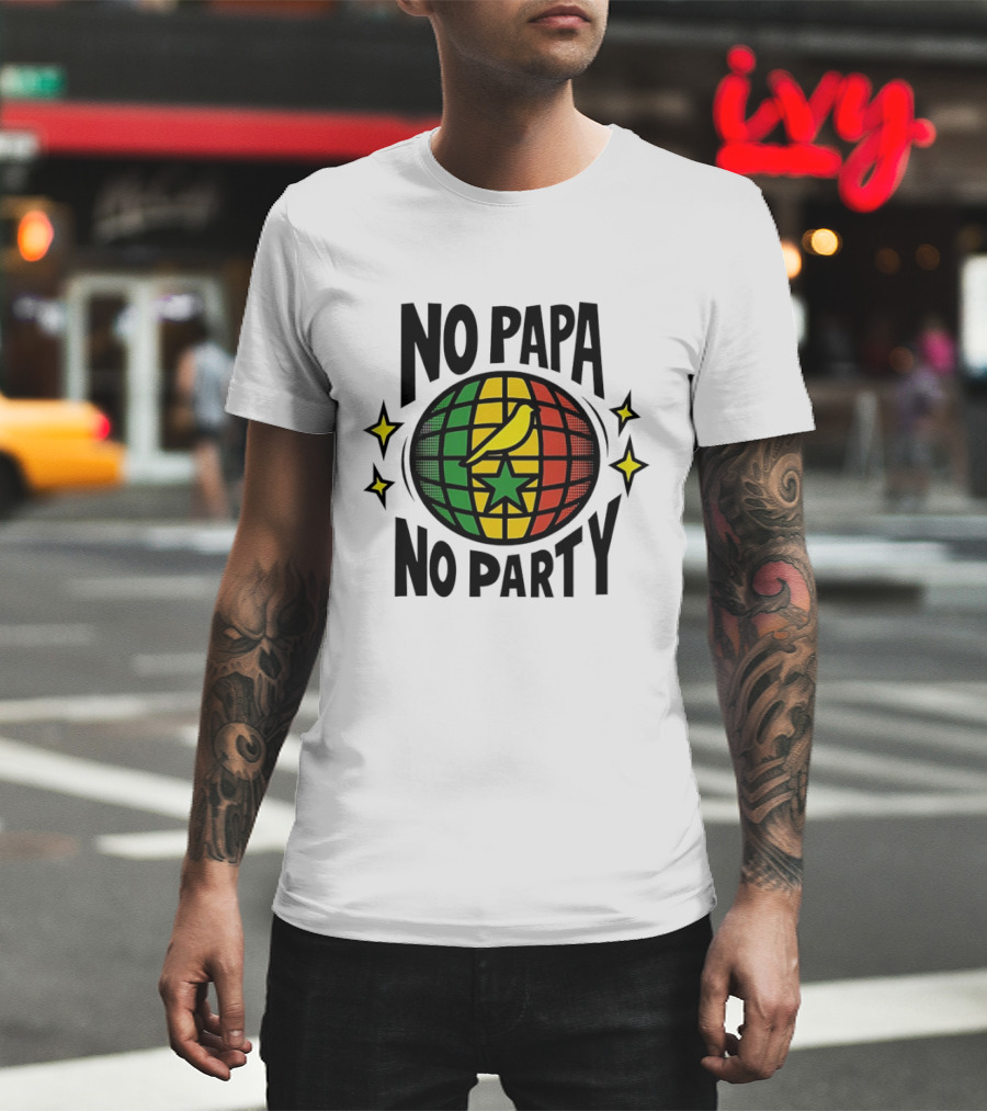 No Papa No Party Bird Star Globe Jamaican T-Shirt