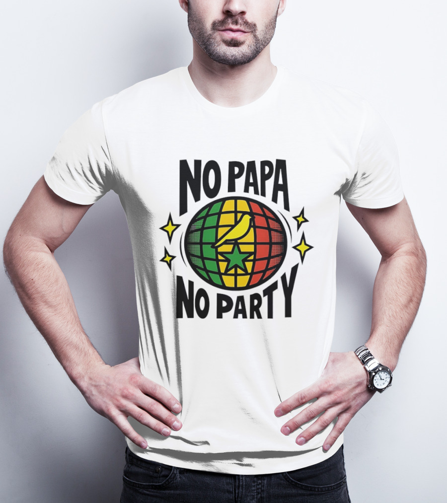 No Papa No Party Bird Star Globe Jamaican T-Shirt