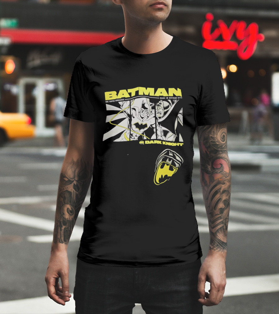 Batman Dark Knight Yellow Caped Crusader Montage T-Shirt