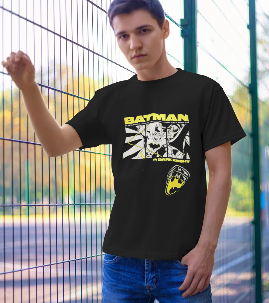 Batman Dark Knight Yellow Caped Crusader Montage T-Shirt