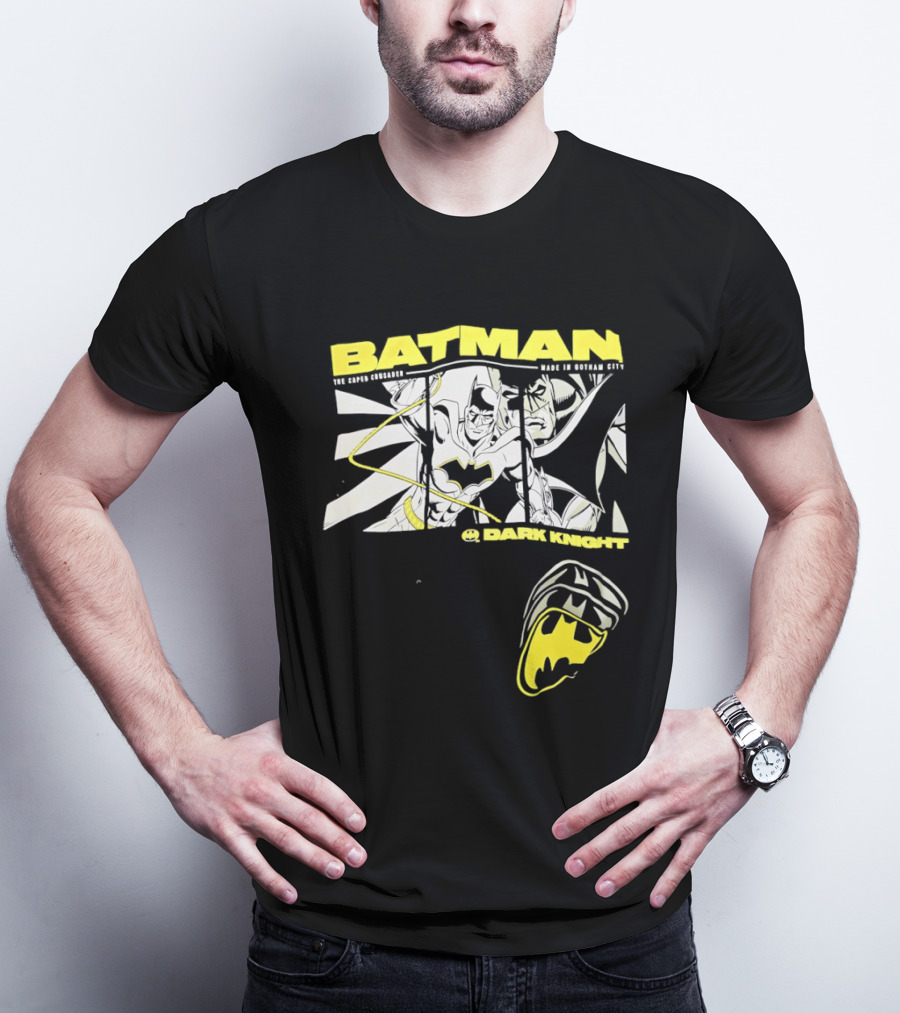 Batman Dark Knight Yellow Caped Crusader Montage T-Shirt