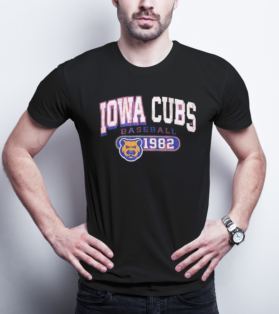 Iowa Cubs Baseball 1982 Vintage Emblem With Bear T-Shirt