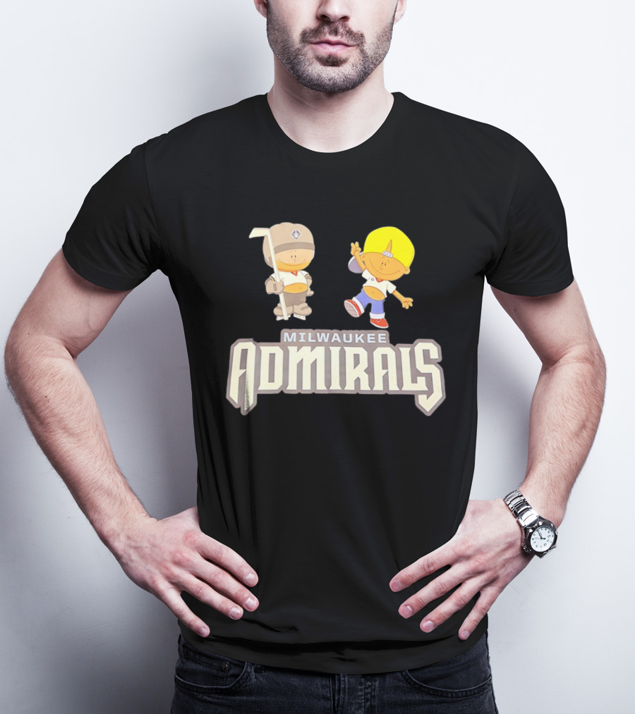 Milwaukee Admirals Cartoon Characters Hockey Kids T-Shirt