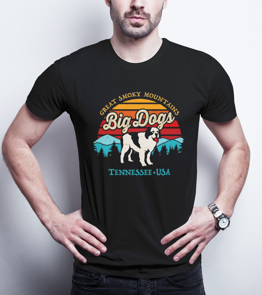 Great Smoky Mountains Big Dogs Tennessee USA Sunset Dog T-Shirt