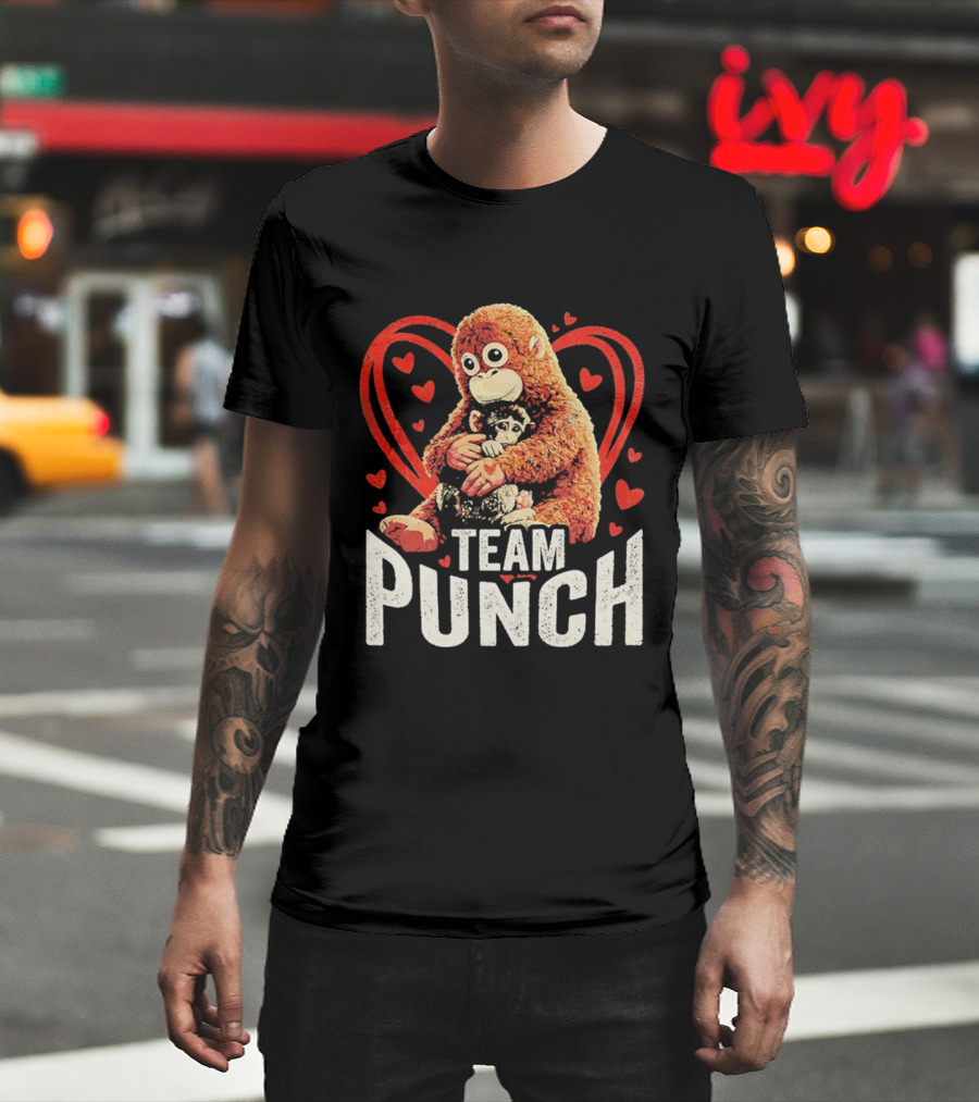 Team Punch Monkey Heart Loving Hug T-Shirt