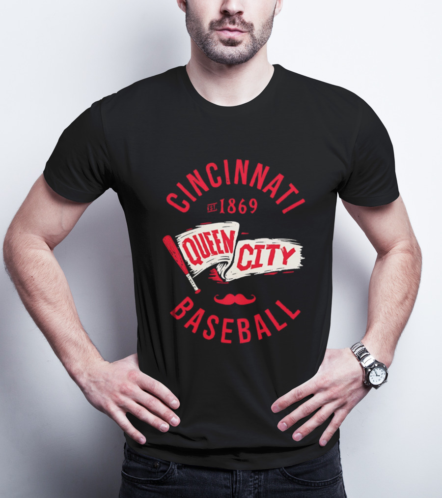 Cincinnati Queen City Baseball Est. 1869 Grunge Pennant T-Shirt