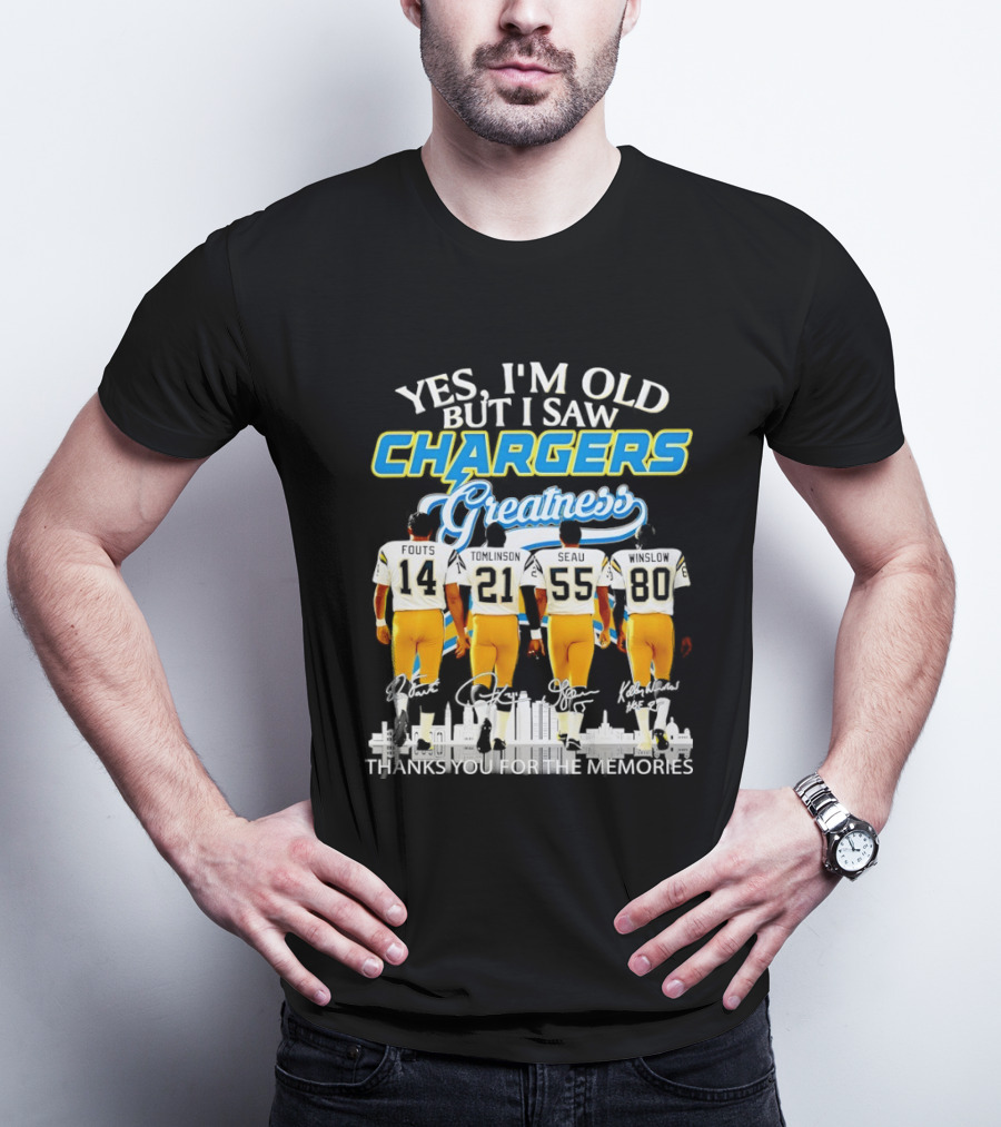 Yes I'm Old But I Saw Chargers Greatness Thank You For The Memories City Skyline T-Shirt