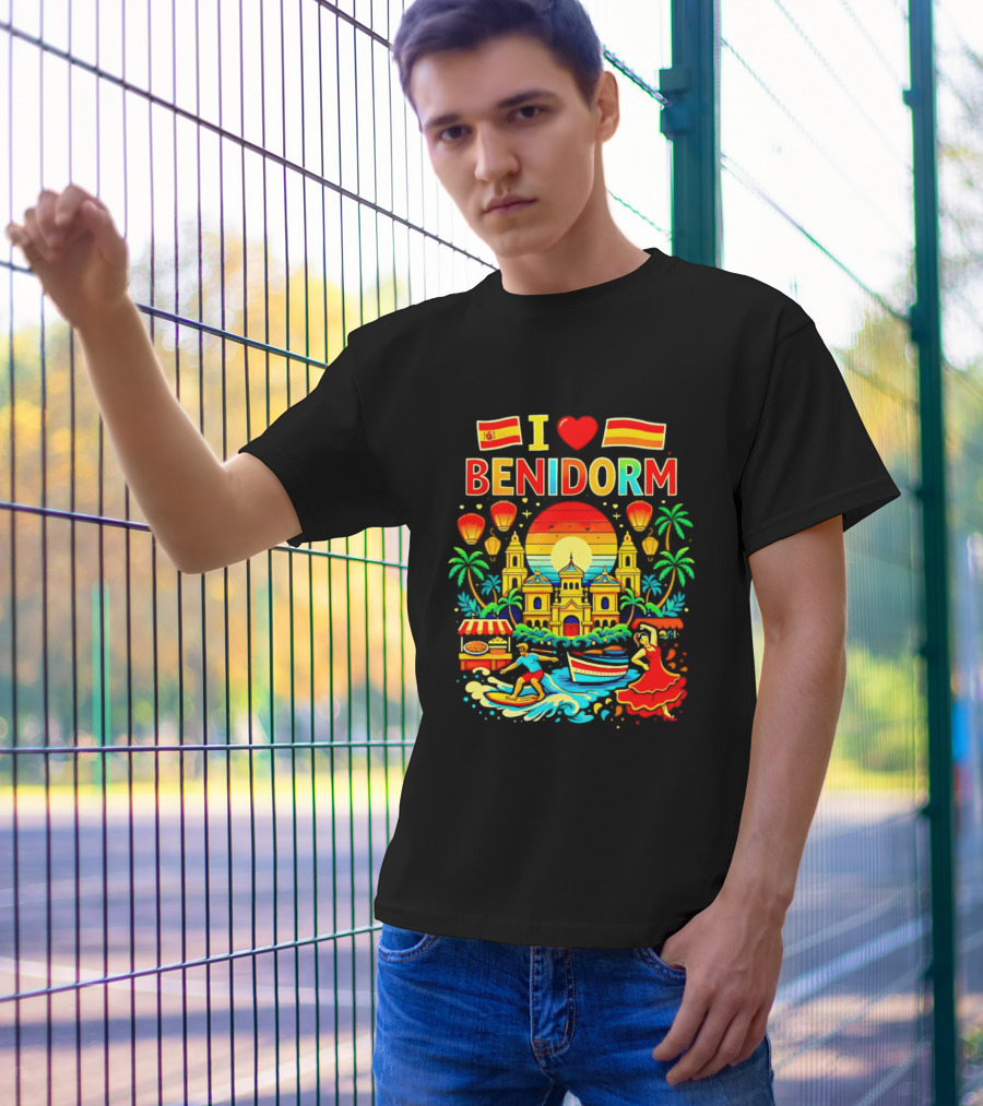 I Love Benidorm Spain Beach And Flamenco Celebration T-Shirt