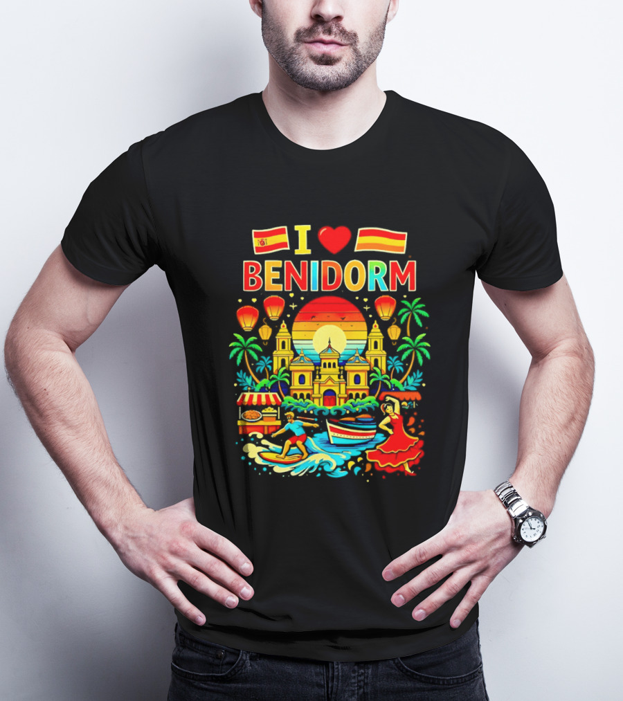 I Love Benidorm Spain Beach And Flamenco Celebration T-Shirt