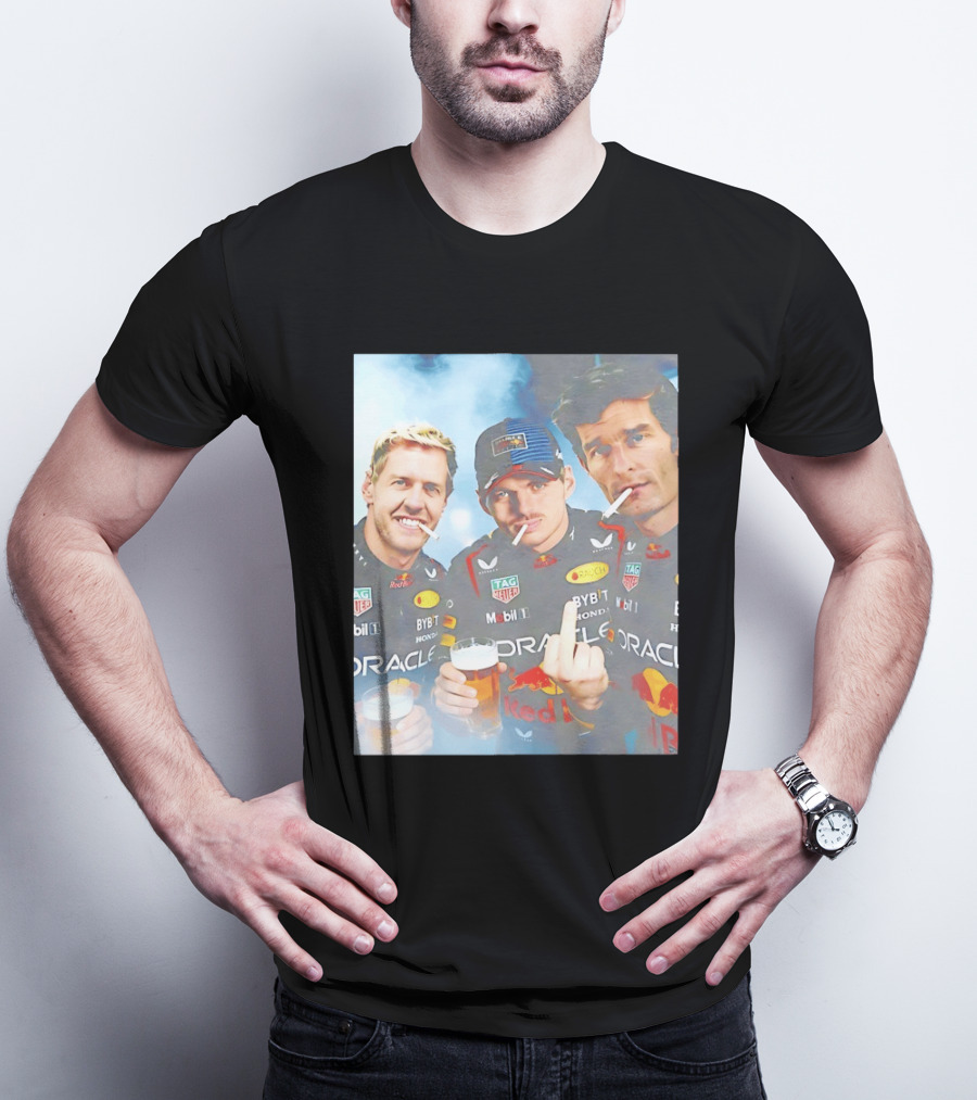 Red Bull Racing Vettel Verstappen Webber Smoking Fun F1 Legends Team Oracle T-Shirt