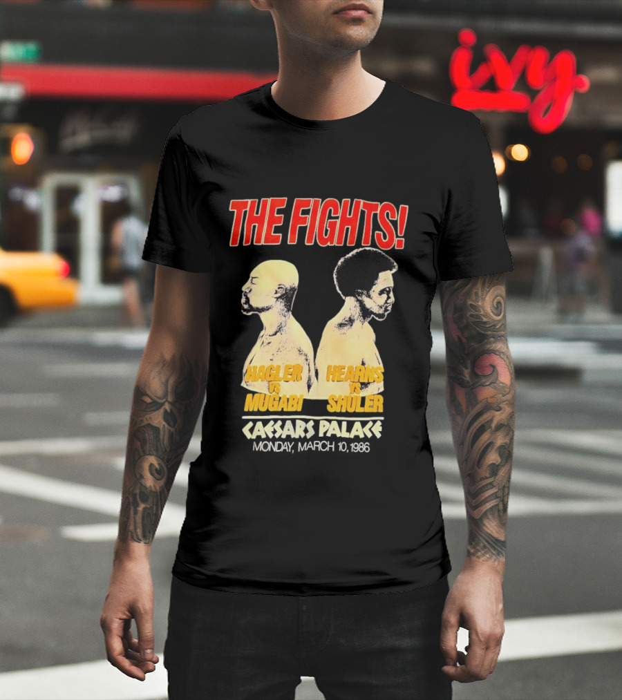 The Fights Hagler Vs Abi Hearns Vs Shuler Caesars Palace 1986 T-Shirt