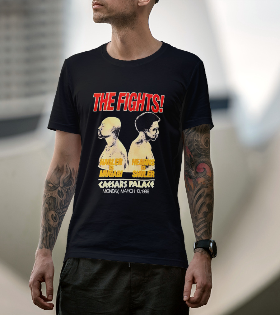 The Fights Hagler Vs Abi Hearns Vs Shuler Caesars Palace 1986 T-Shirt