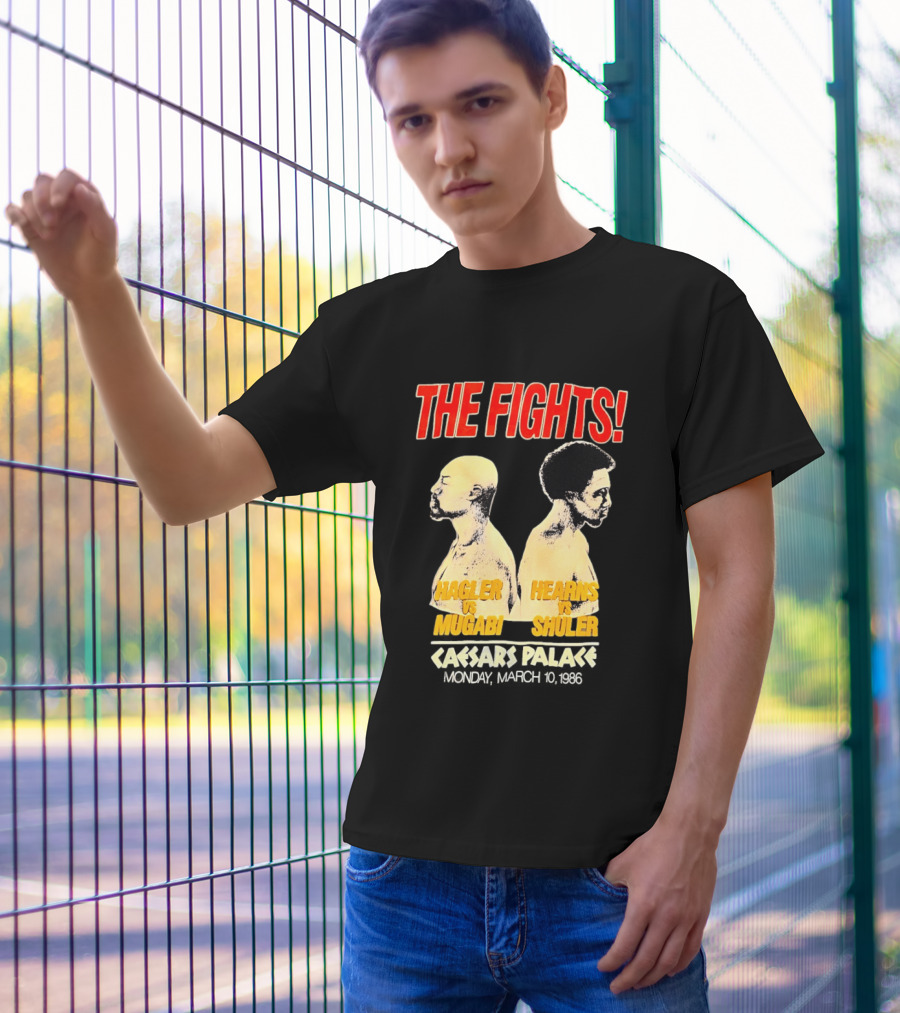 The Fights Hagler Vs Abi Hearns Vs Shuler Caesars Palace 1986 T-Shirt