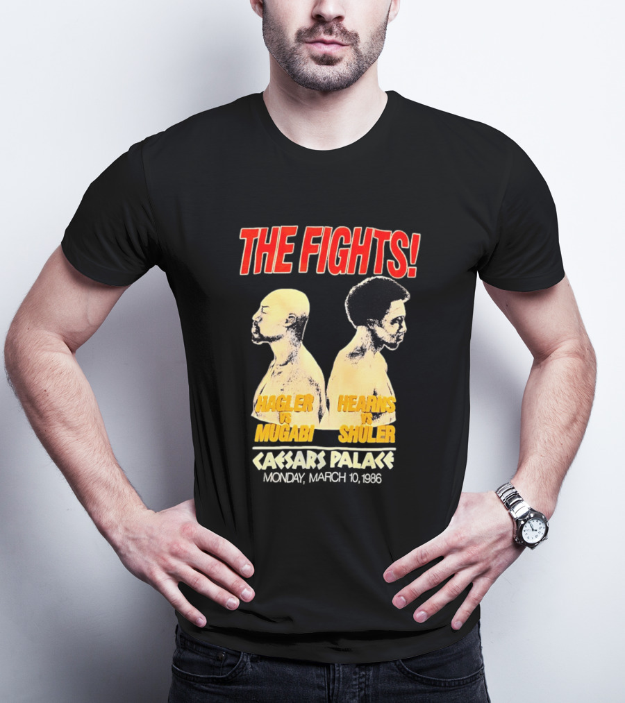 The Fights Hagler Vs Abi Hearns Vs Shuler Caesars Palace 1986 T-Shirt