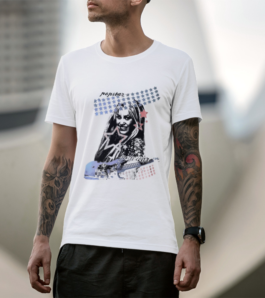 Miley Cyrus Hannah Montana Stars Guitar American Flag T-Shirt
