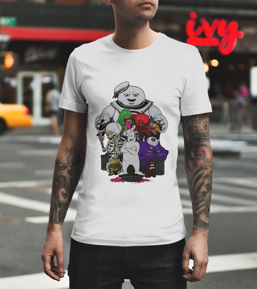 Stay Puft Marshmallow Man Ghostbusters Monster Group Characters T-Shirt