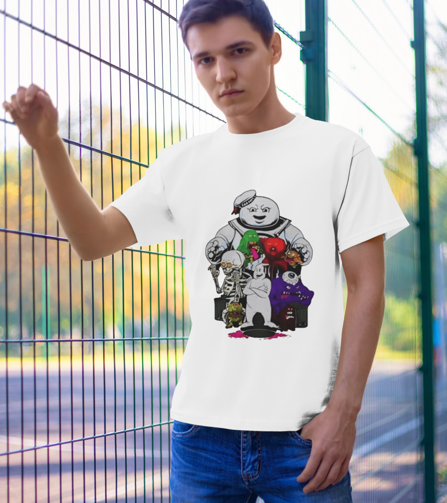 Stay Puft Marshmallow Man Ghostbusters Monster Group Characters T-Shirt