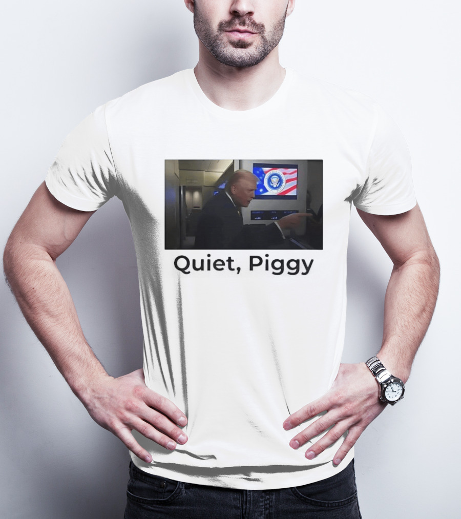 Quiet Piggy Presidential Seal Airplane Scene T-Shirt