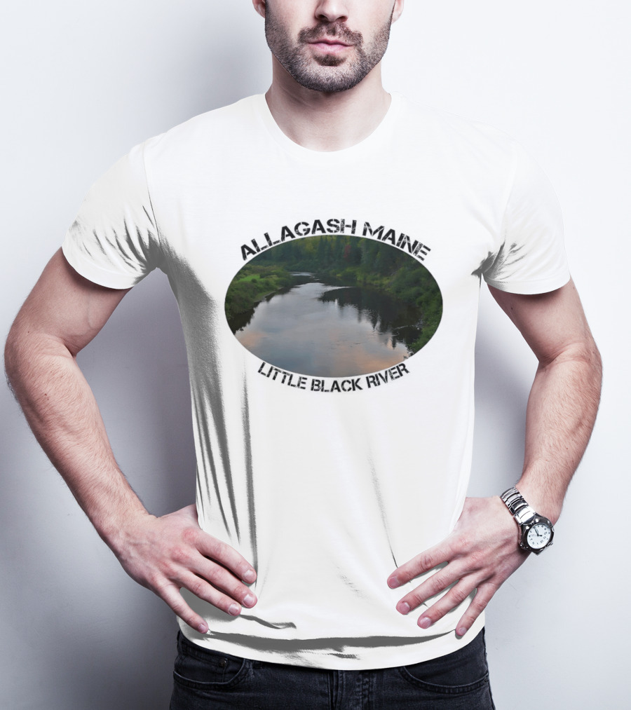 Allagash Maine Little Black River Scenic Photography Oval Frame Landscape T-Shirt