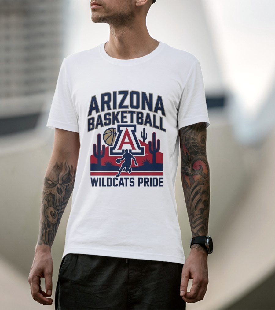 Arizona Wildcats Basketball Pride Cactus And Player T-Shirt