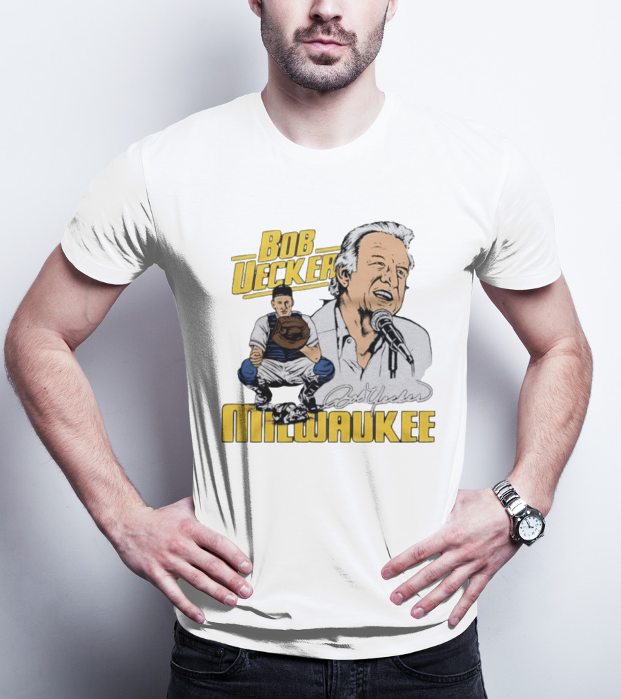 Bob Uecker Milwaukee Catcher Microphone Pose T-Shirt