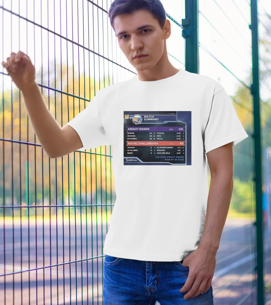 Knight Riders VS Royal Challengers VIVO IPL 2017 Match Summary 27 Victory 82 Runs T-Shirt
