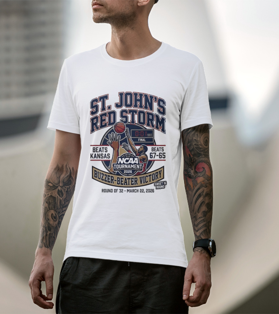 St. John's Red Storm Buzzer Beater Victory Over Kansas NCAA Tournament 2026 T-Shirt