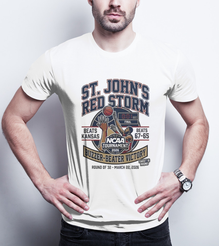 St. John's Red Storm Buzzer Beater Victory Over Kansas NCAA Tournament 2026 T-Shirt