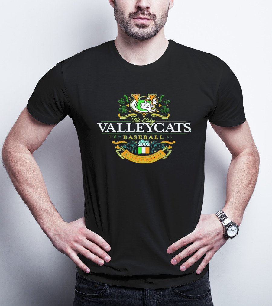 Tri City ValleyCats Baseball Since 2002 St. Patrick's Day Irish Flag Shamrock T-Shirt